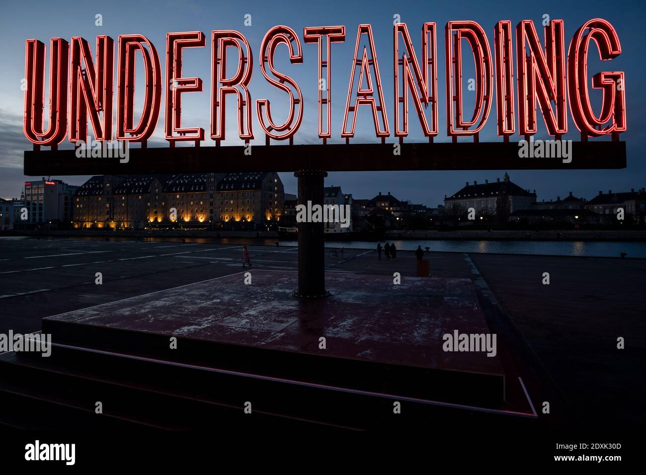 The neon light installation by artist martin creed hi-res stock ...