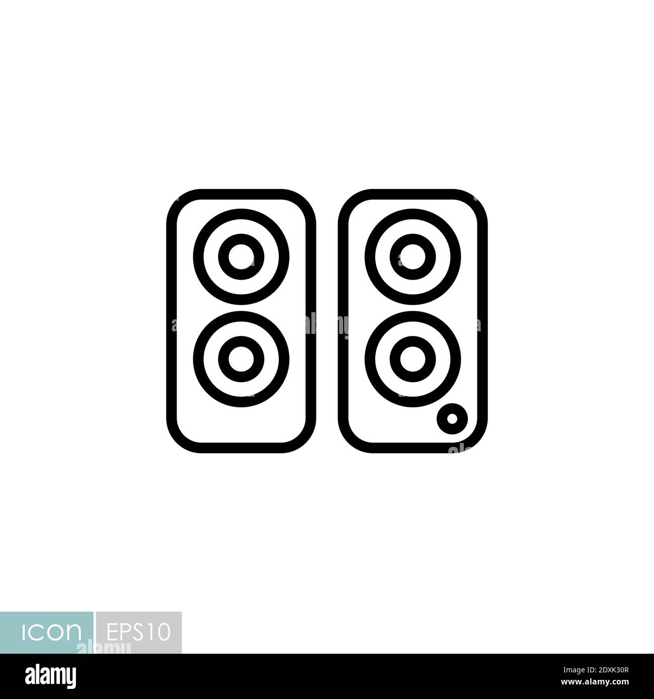 Two acoustic speaker vector flat icon. Graph symbol for music and sound ...