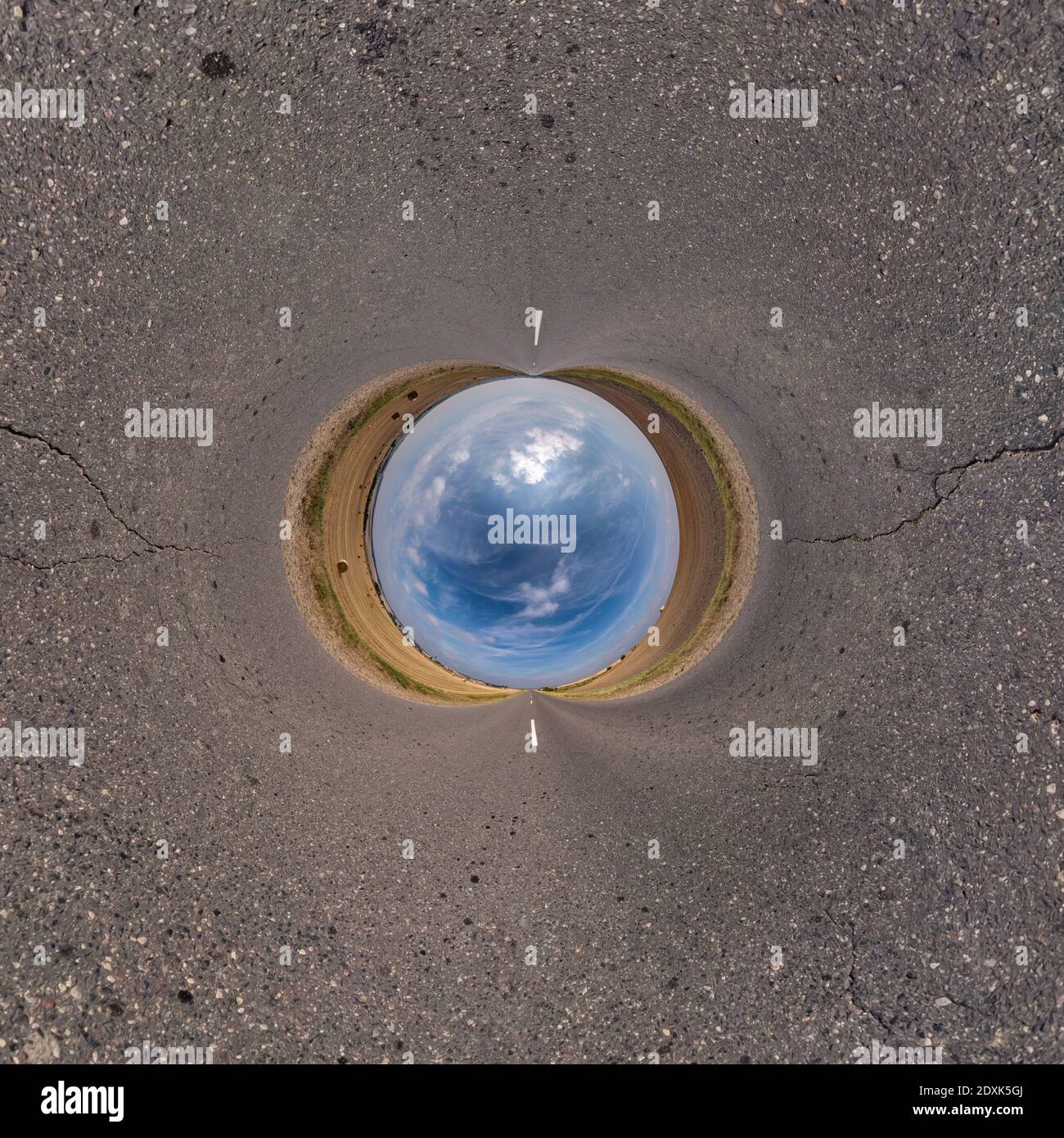 Blue little planet. Inversion of tiny planet transformation of ...
