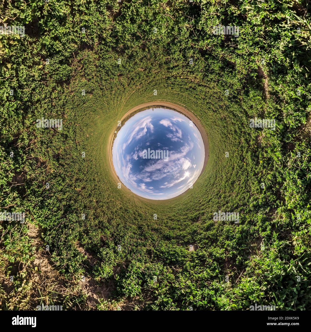 Blue little planet. Inversion of tiny planet transformation of ...