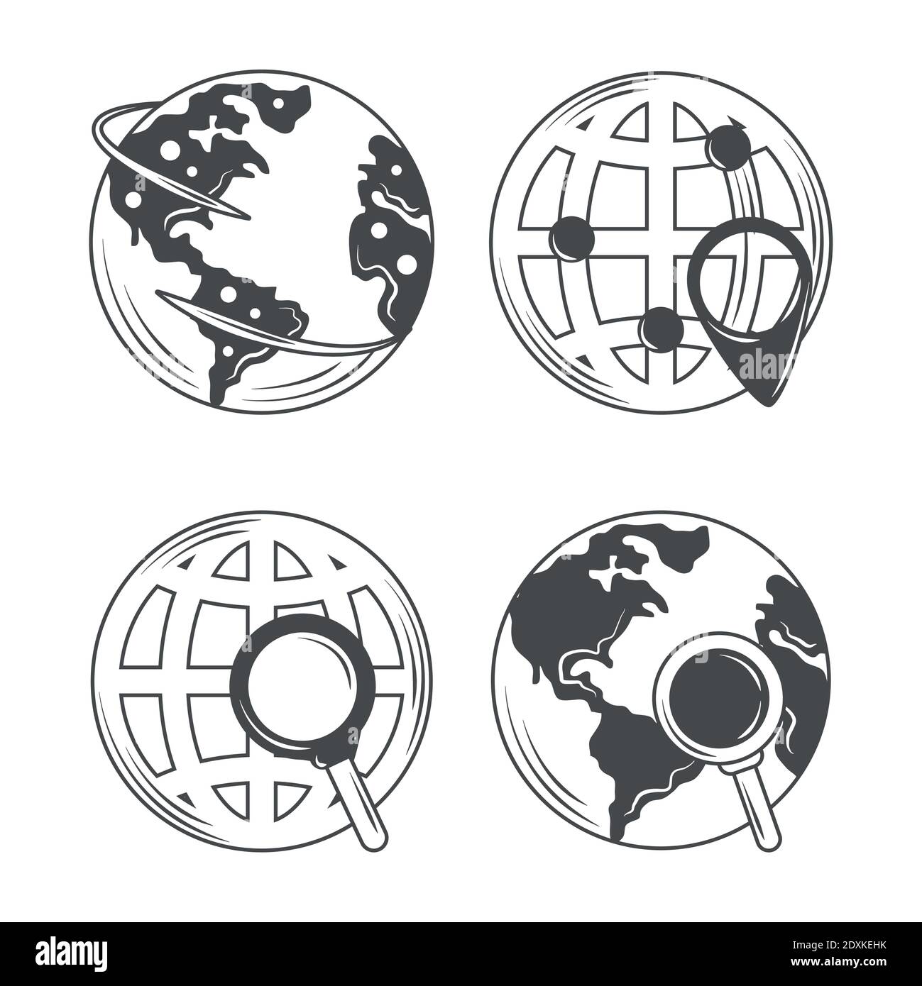 world icons collection search travel plan and magnifying glass vector ...