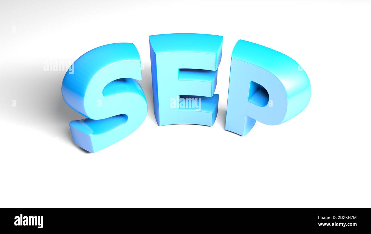 SEP september blue write isolated on white background - 3D rendering ...