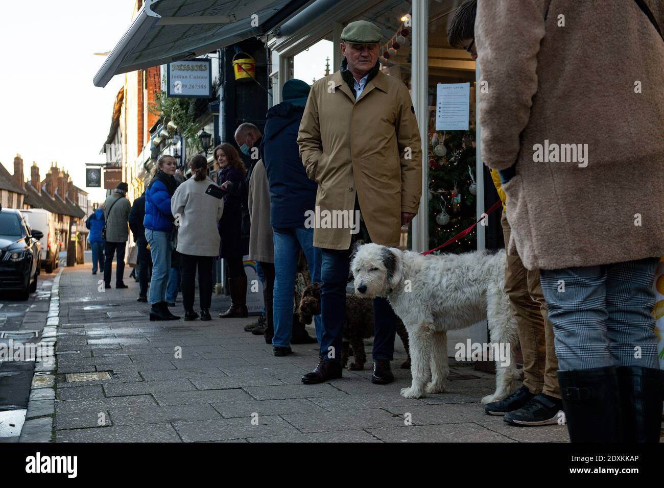 People queue outside Barry the Butcher in Stratford-upon-Avon on ...