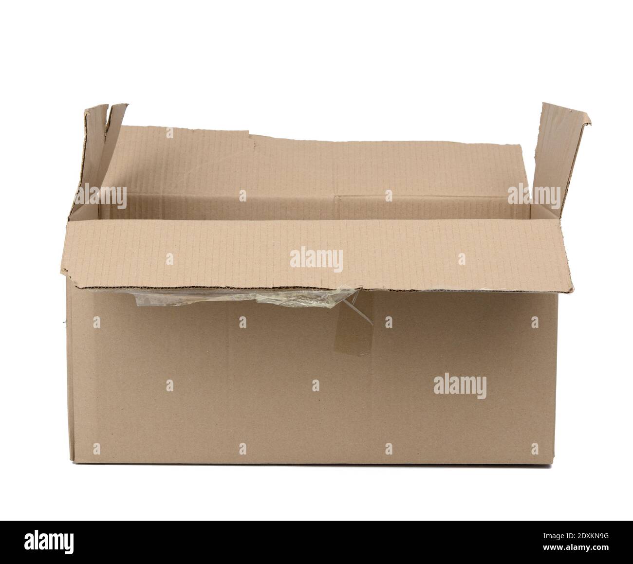 open cardboard rectangular box made of corrugated brown paper isolated ...