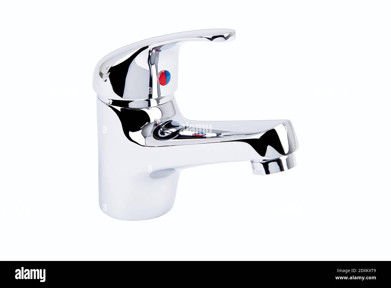 A modern faucet, a cold/hot water mixer tap, for the bathroom isolated ...