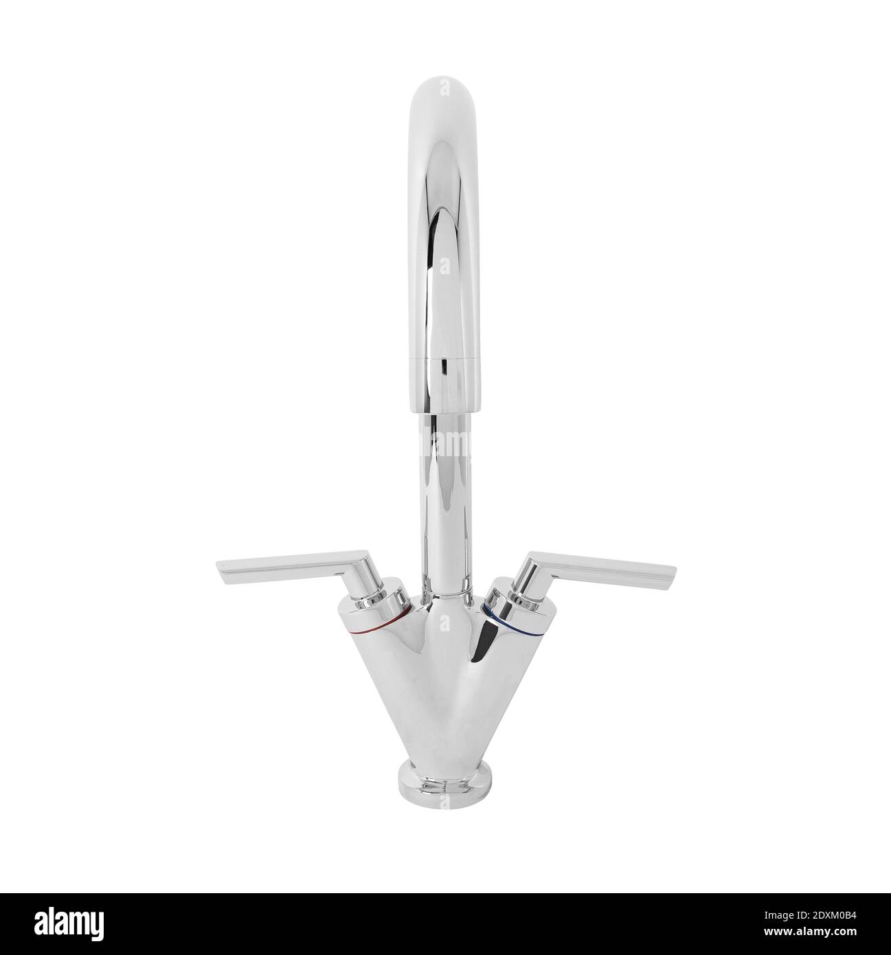 A modern faucet, a cold/hot water mixer tap, for the bathroom isolated ...
