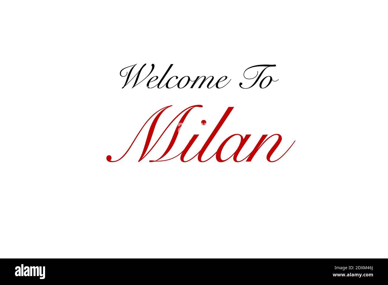 An illustration with the text "Welcome to Milan" on a white background ...