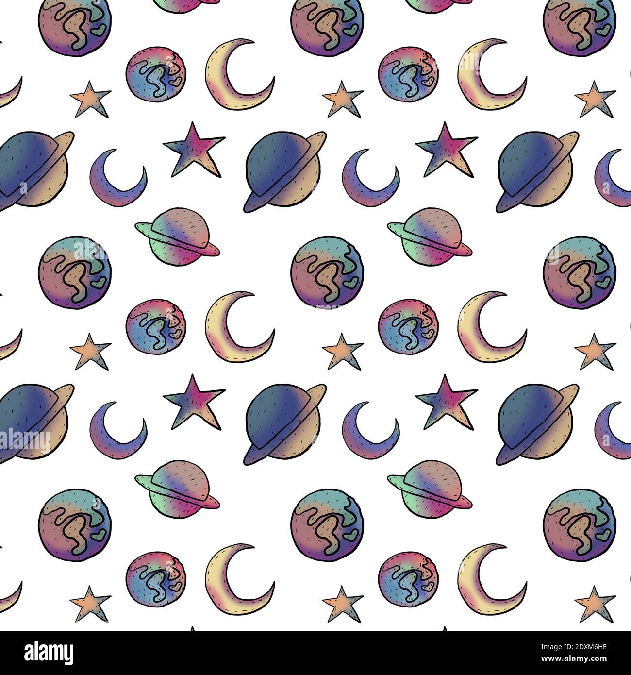 Space pattern for kids and cartoon, fabric, paper for gifts . High ...