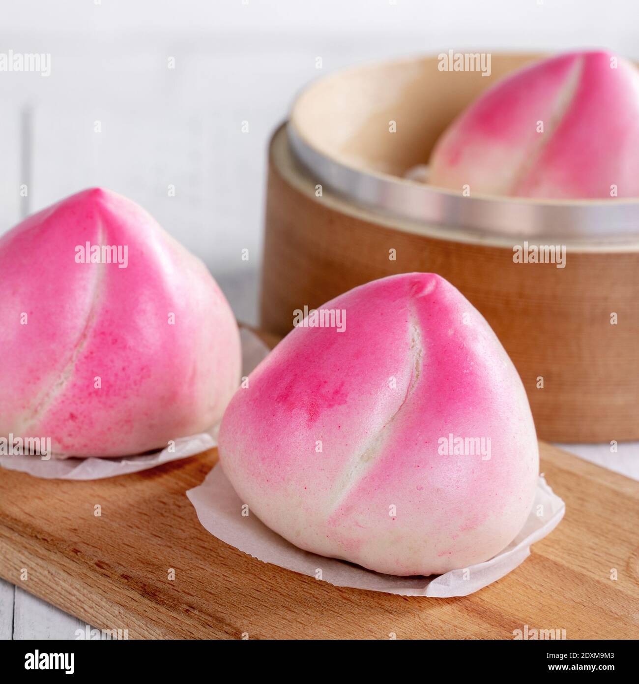 Pink Chinese peach birthday bun food named Longevity peach shoutao on ...