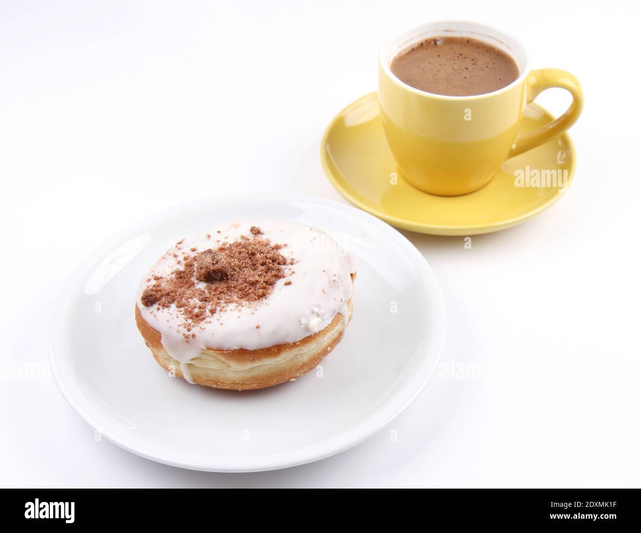 Donut and Cup of Coffee isolated on white Stock Photo - Alamy