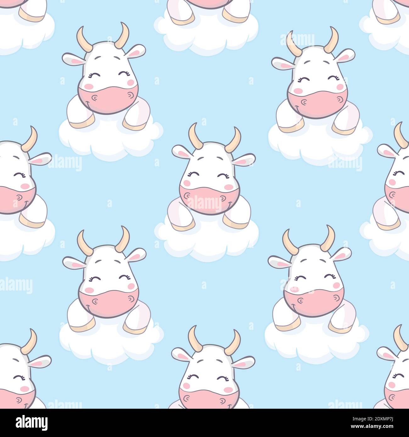 Doodle cartoon cows seamless pattern. Vector background Stock Vector ...