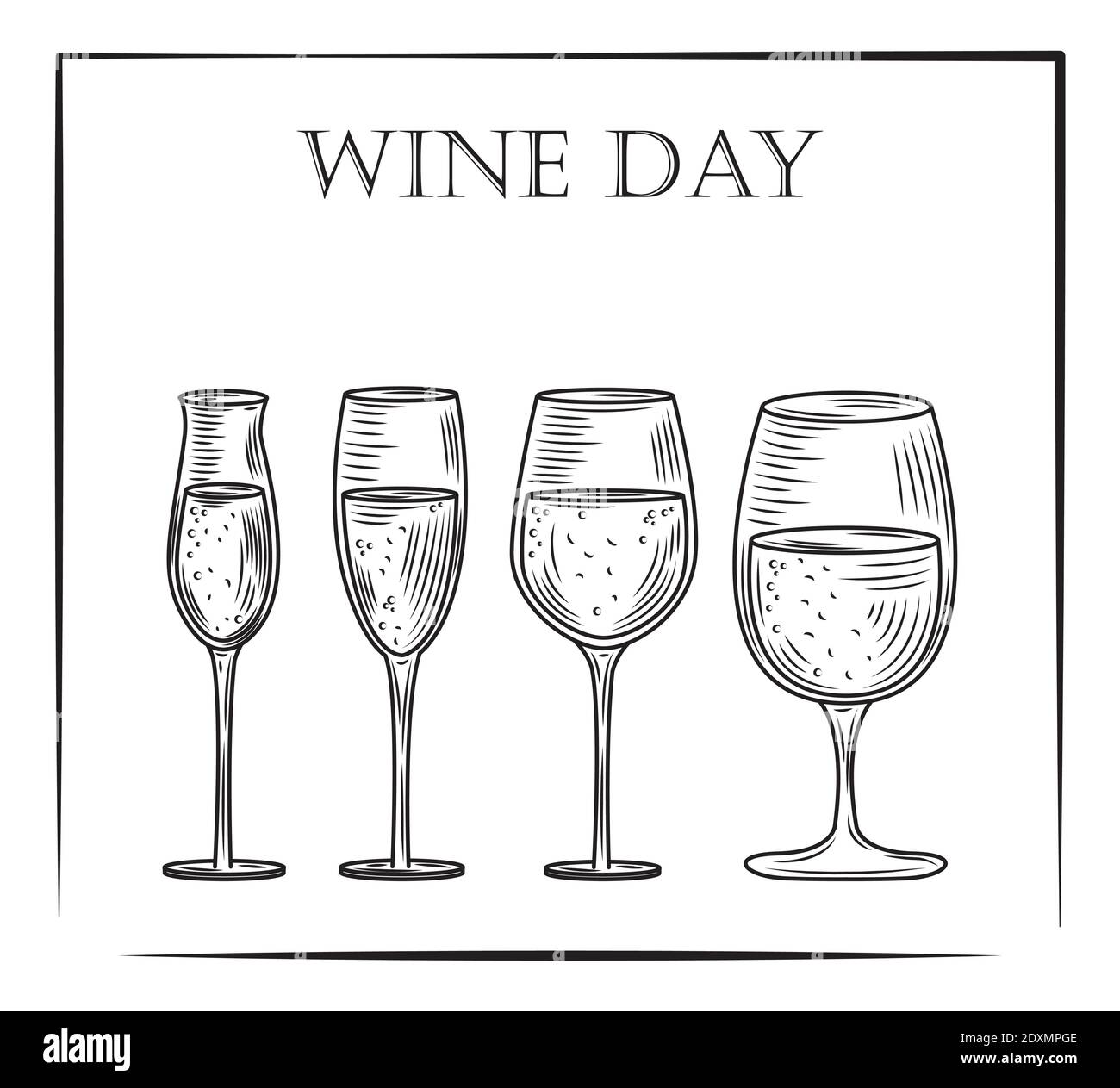 Set Of Wine Glass Alcohol In Hand Drawn Style Vector Illustration Stock Vector Image And Art Alamy