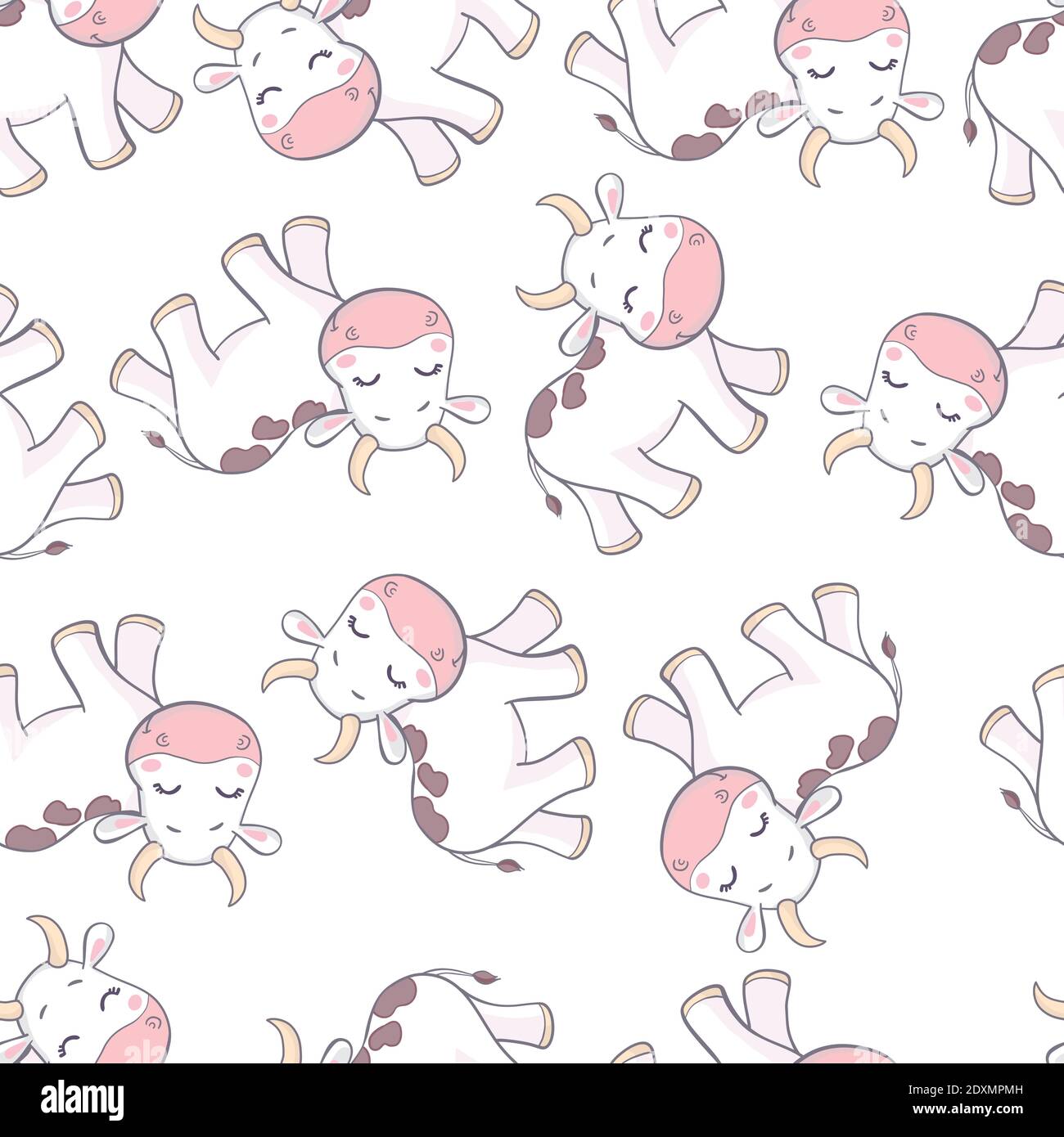 Doodle cartoon cows seamless pattern. Vector background Stock Vector ...