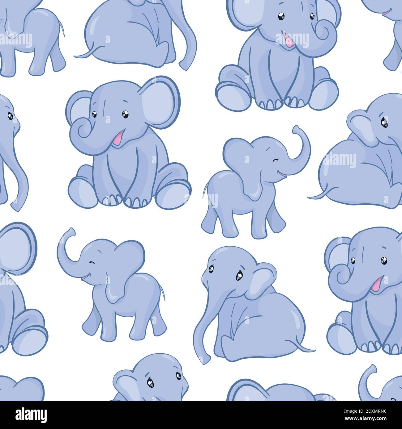 Seamless pattern with cute elephants. Vector illustration Stock Vector ...