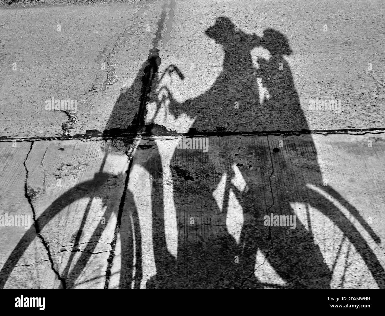 Shadow Of People Riding Bicycle Stock Photo - Alamy