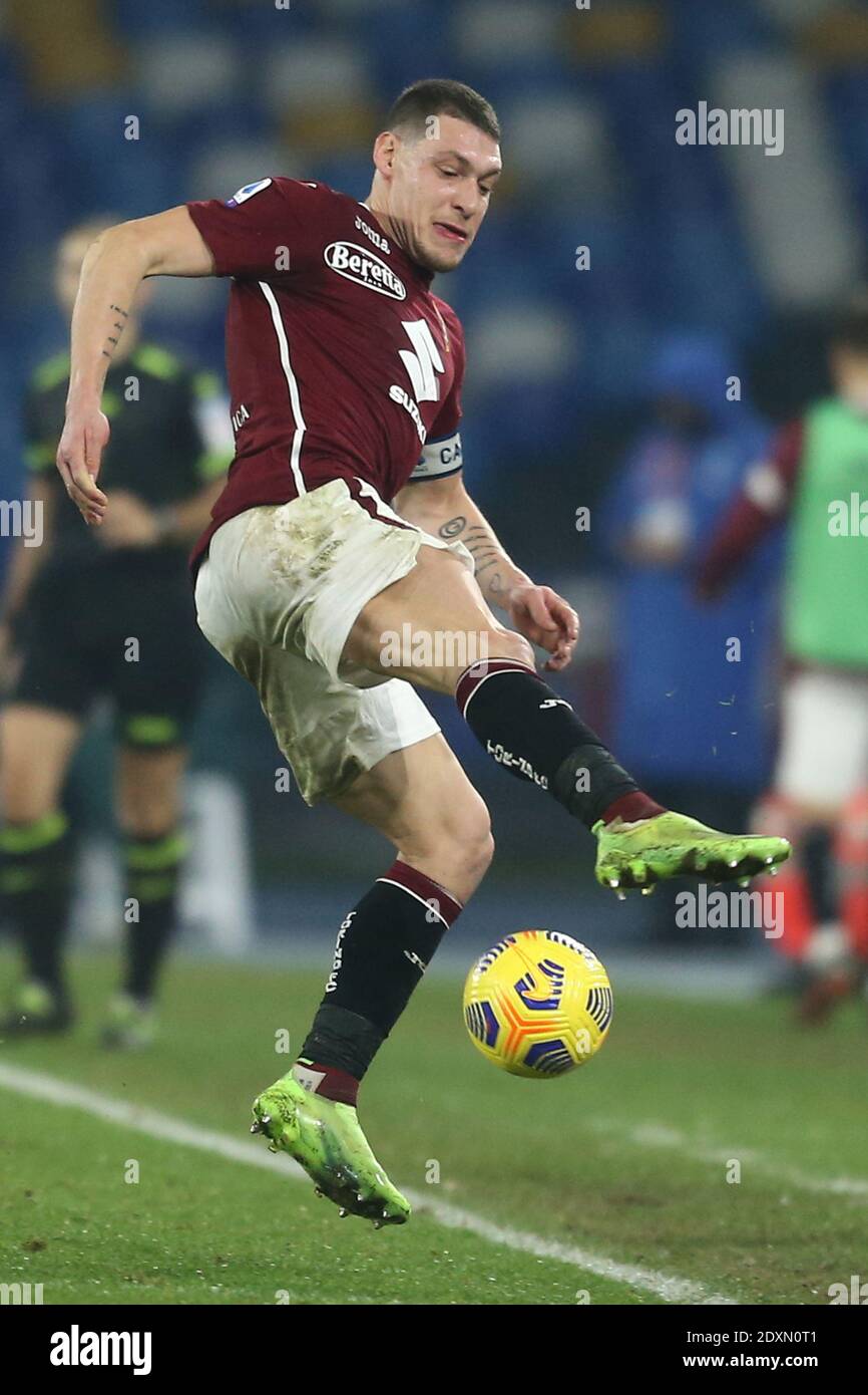 Torino's Italian striker Andrea Belotti controls the ball during the ...