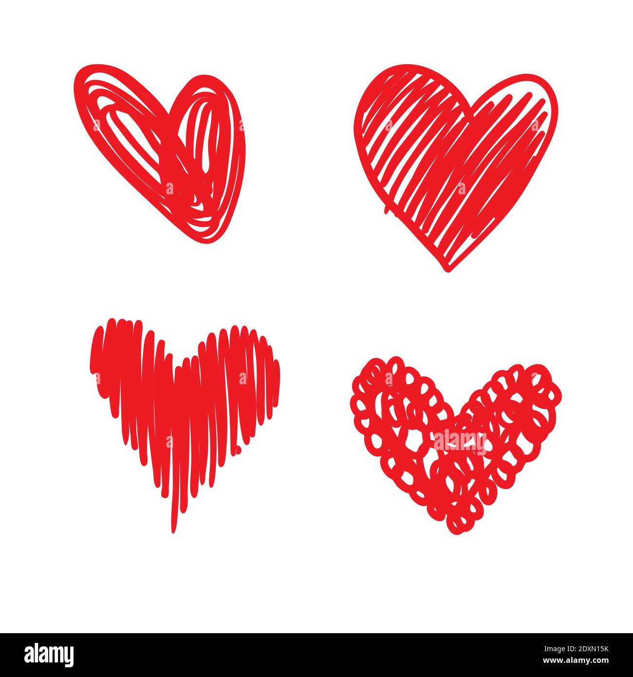 Set of heart sketches isolated on white background. Vector illustration ...