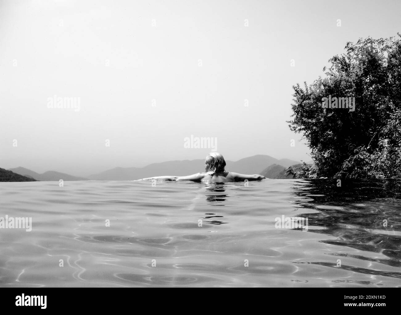 Swimming pool rear view Black and White Stock Photos & Images - Alamy