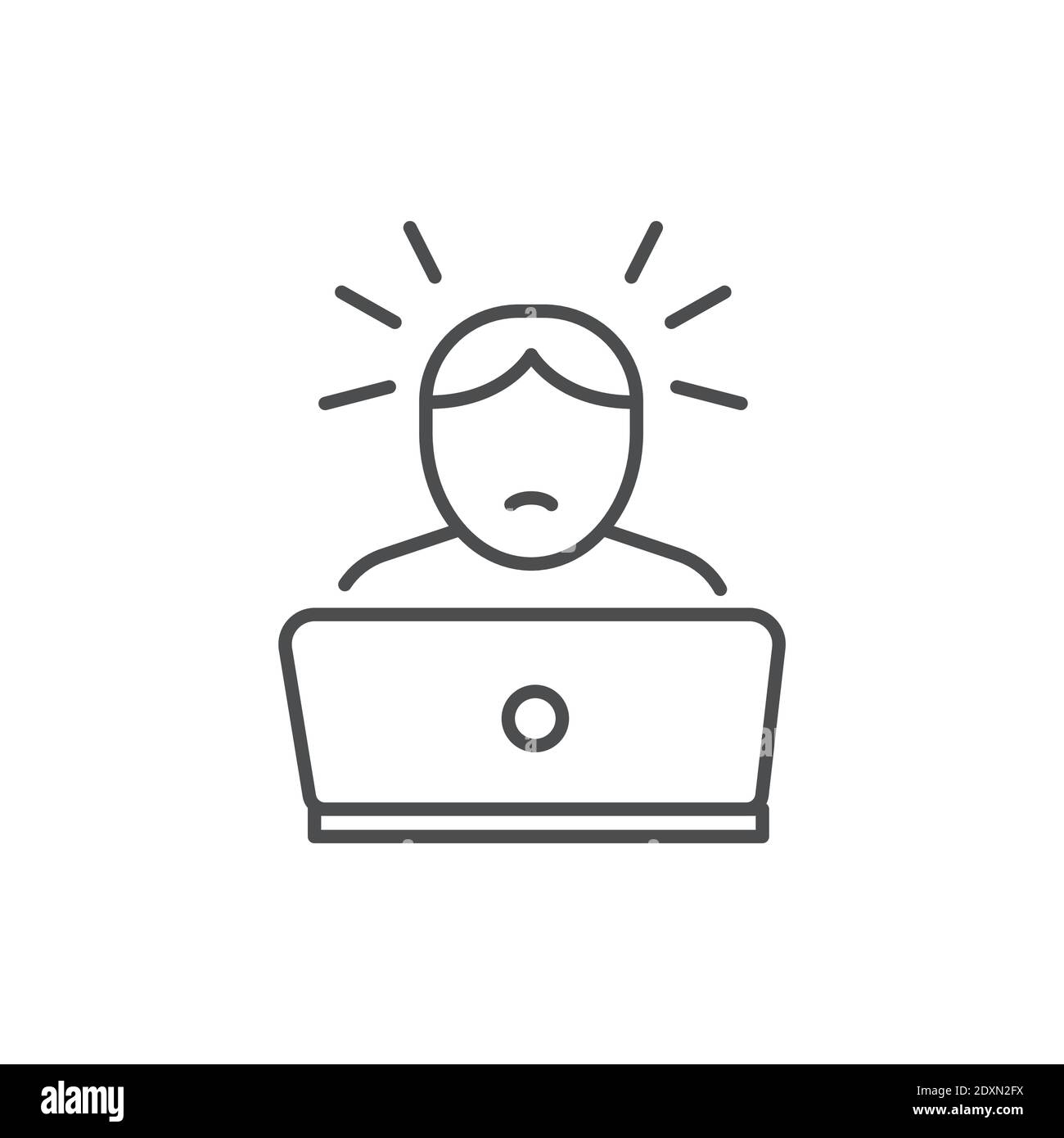 Computer addiction line color icon. Sign for web page, mobile app Stock ...