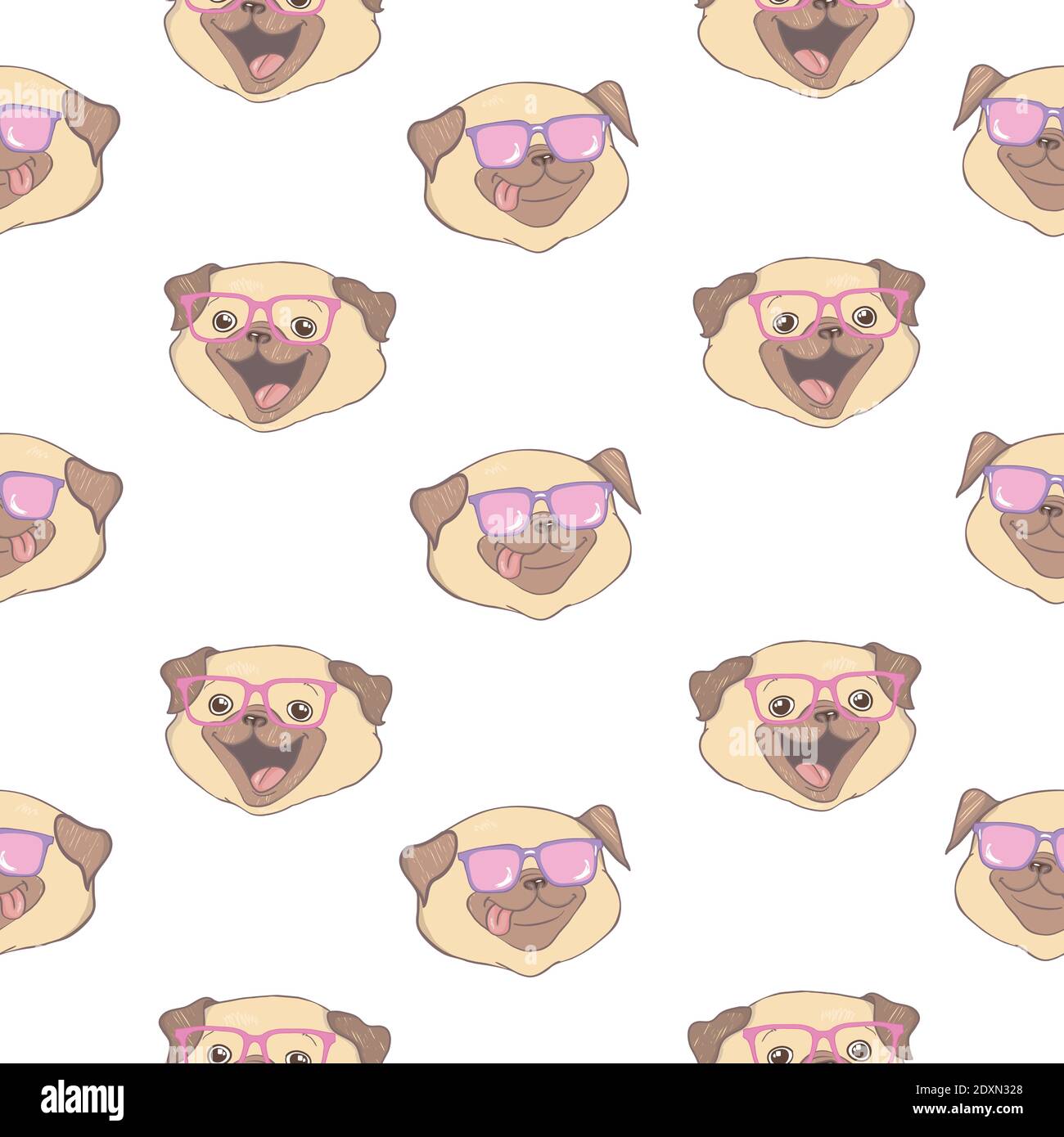 Seamless vector pattern with pugs. Vector illustration Stock Vector Image & Art - Alamy