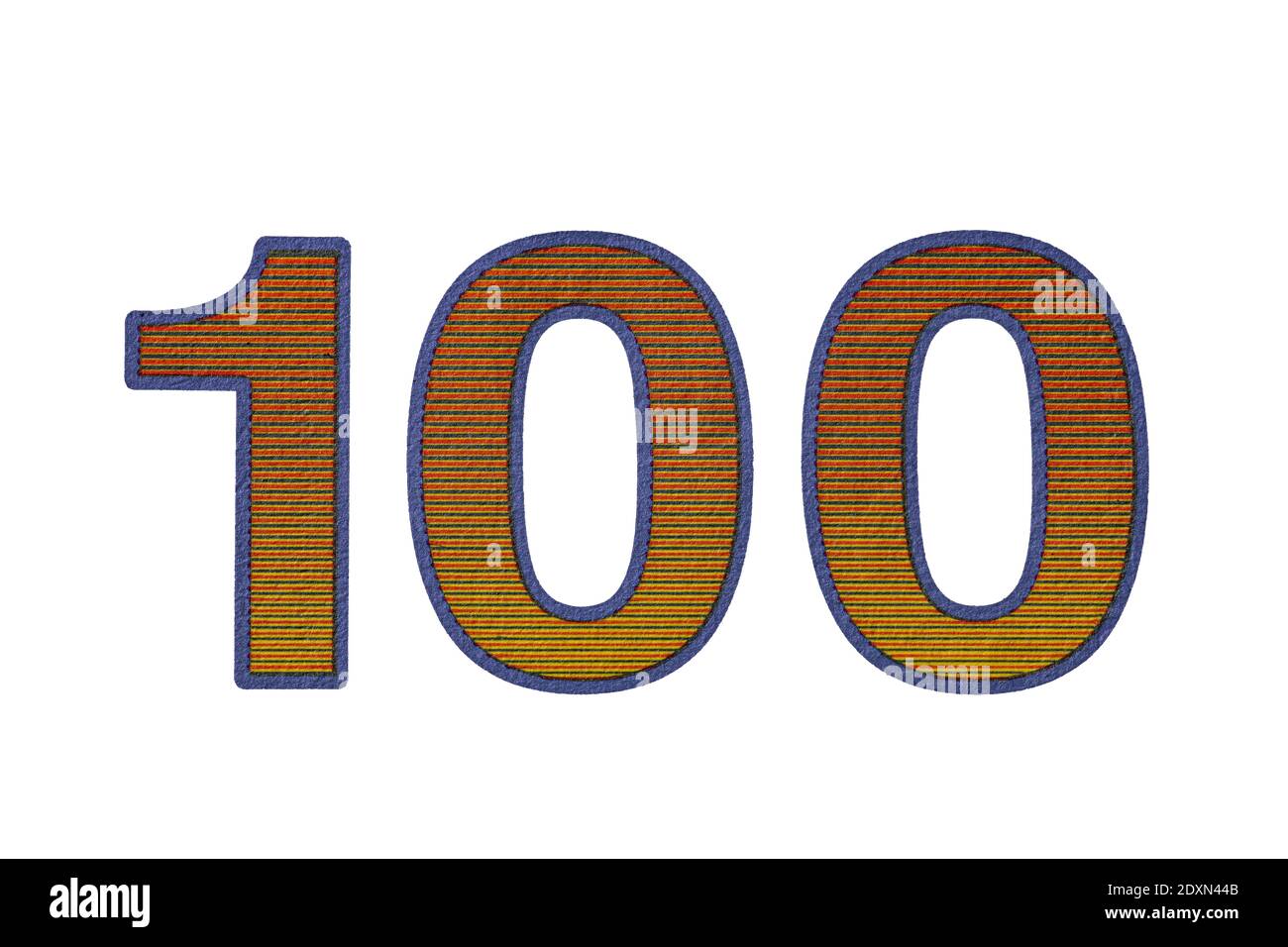 closeup of cut number 100 of dollar bill on white background Stock ...