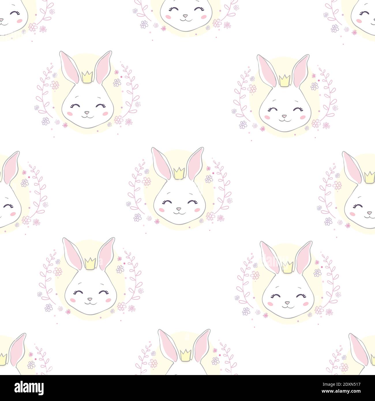 Cute rabbit face. Seamless wallpaper Stock Vector Image & Art - Alamy