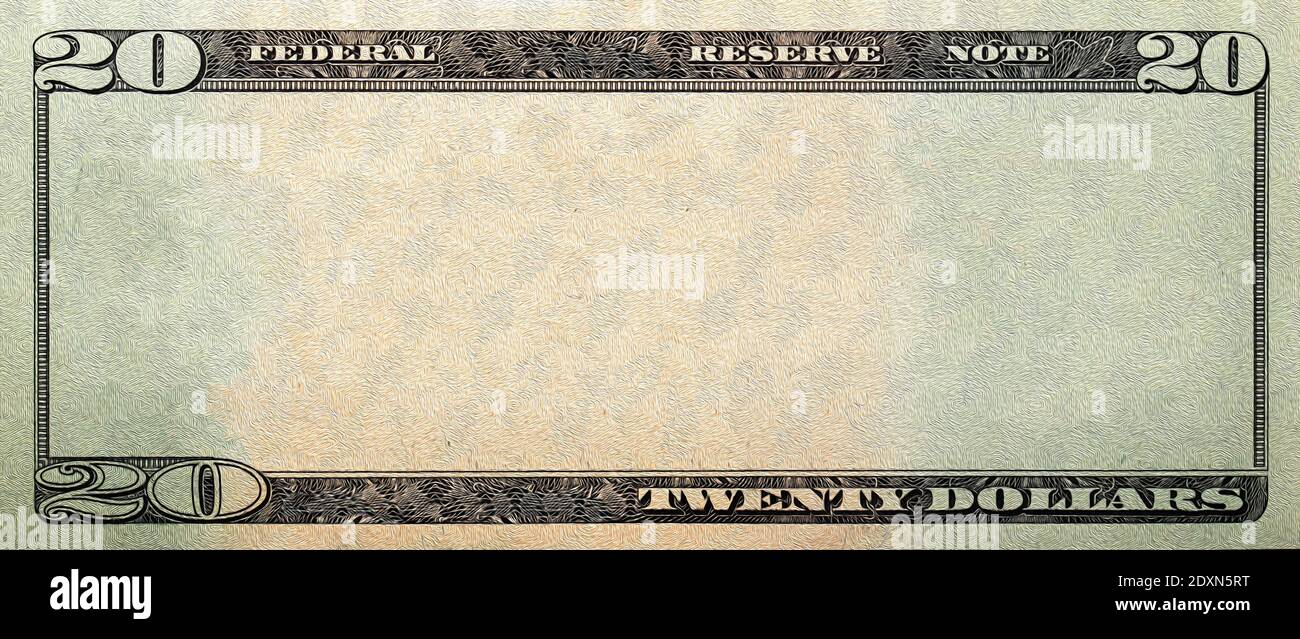20 dollar bill with empty middle area Stock Photo - Alamy