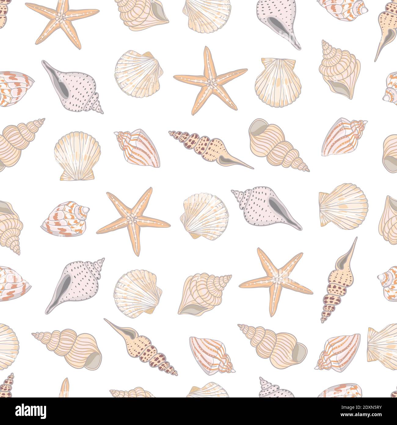 Seashell seamless pattern. Scallop vector background Stock Vector Image ...