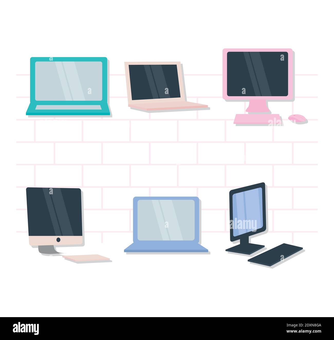 icon set of computers over white background, colorful design, vector ...