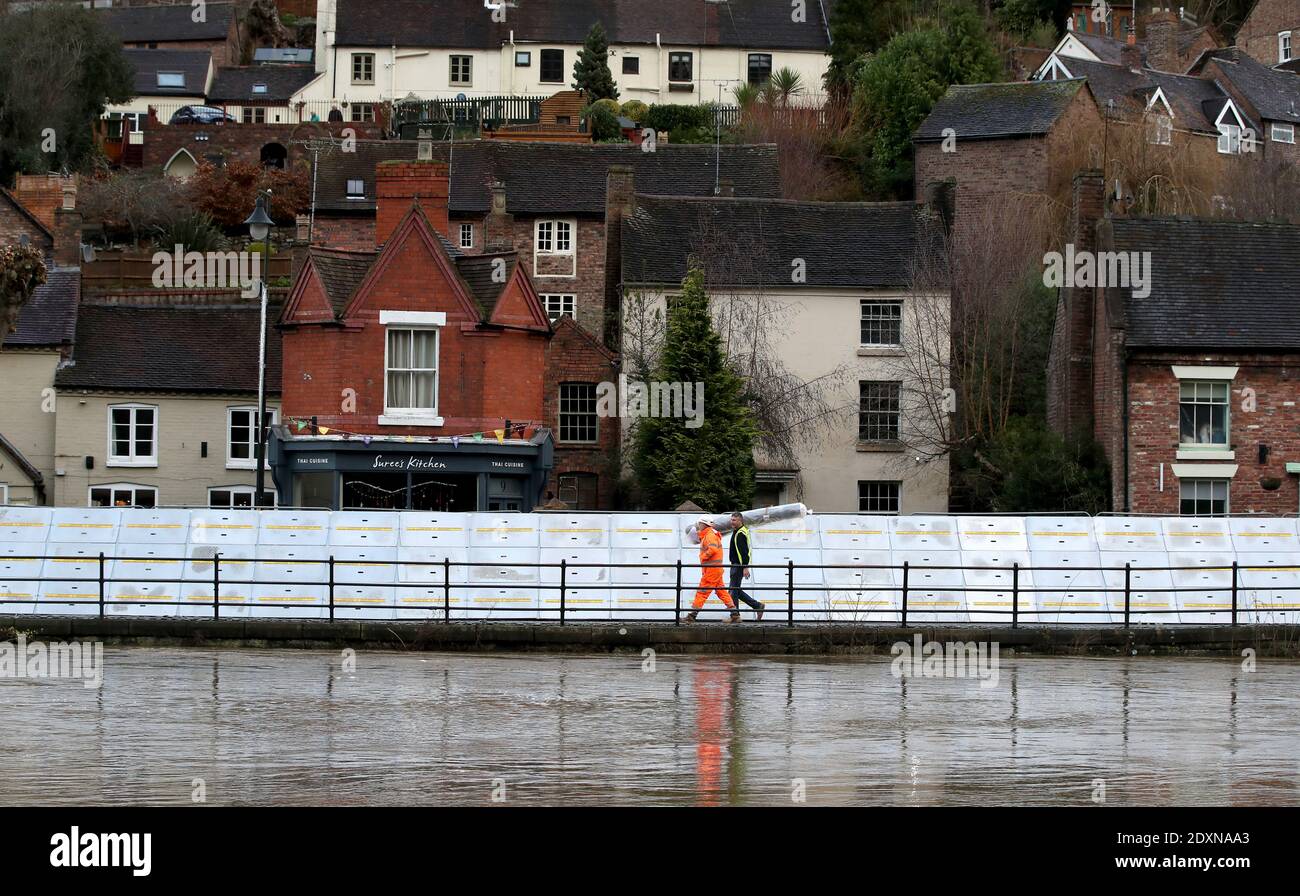 Flood defences have been installed in Ironbridge, Shropshire, ahead of ...