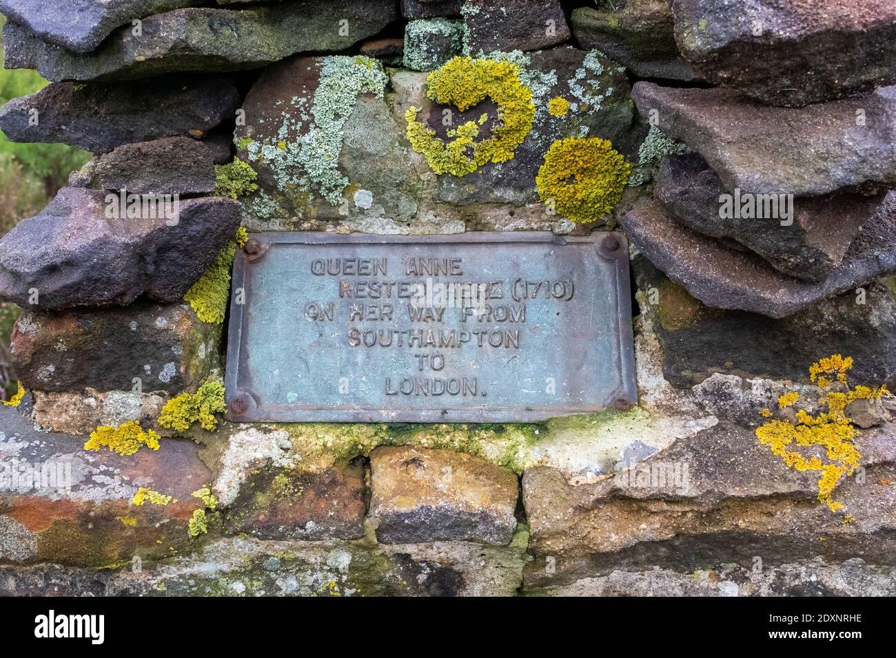 The Queen Anne stone with plaque stating Queen Anne rested here (1710 ...