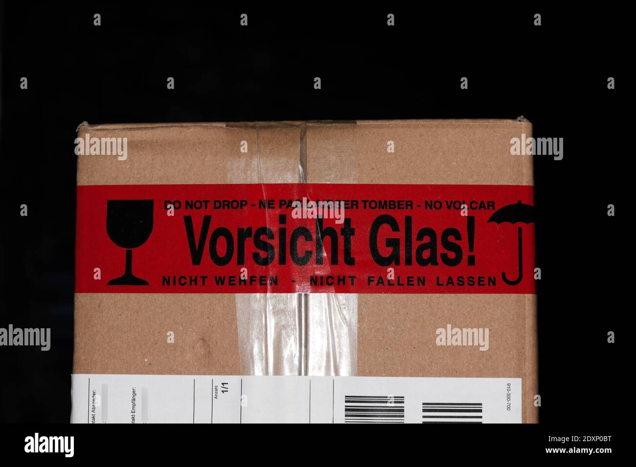 Package with the note on the tape "Caution Glass", Do not drop Stock ...
