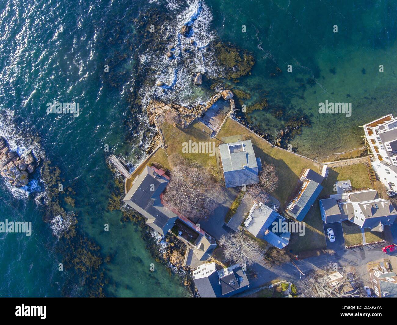 Aerial view of Gloucester City and Gloucester Harbor, Cape Ann ...
