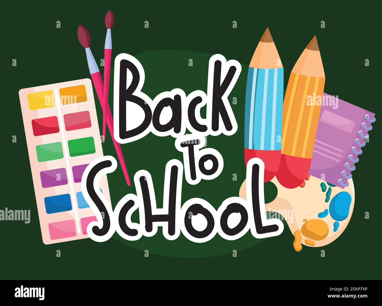 Back to school paint palette and pencils design, eduacation class and ...