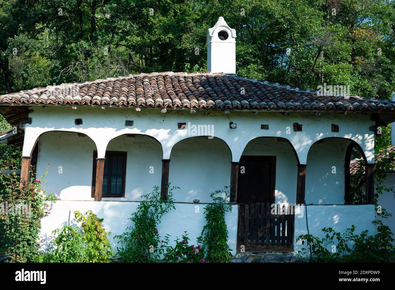 Old Balkan style architecture, houses in Lepenski Vir archeological ...