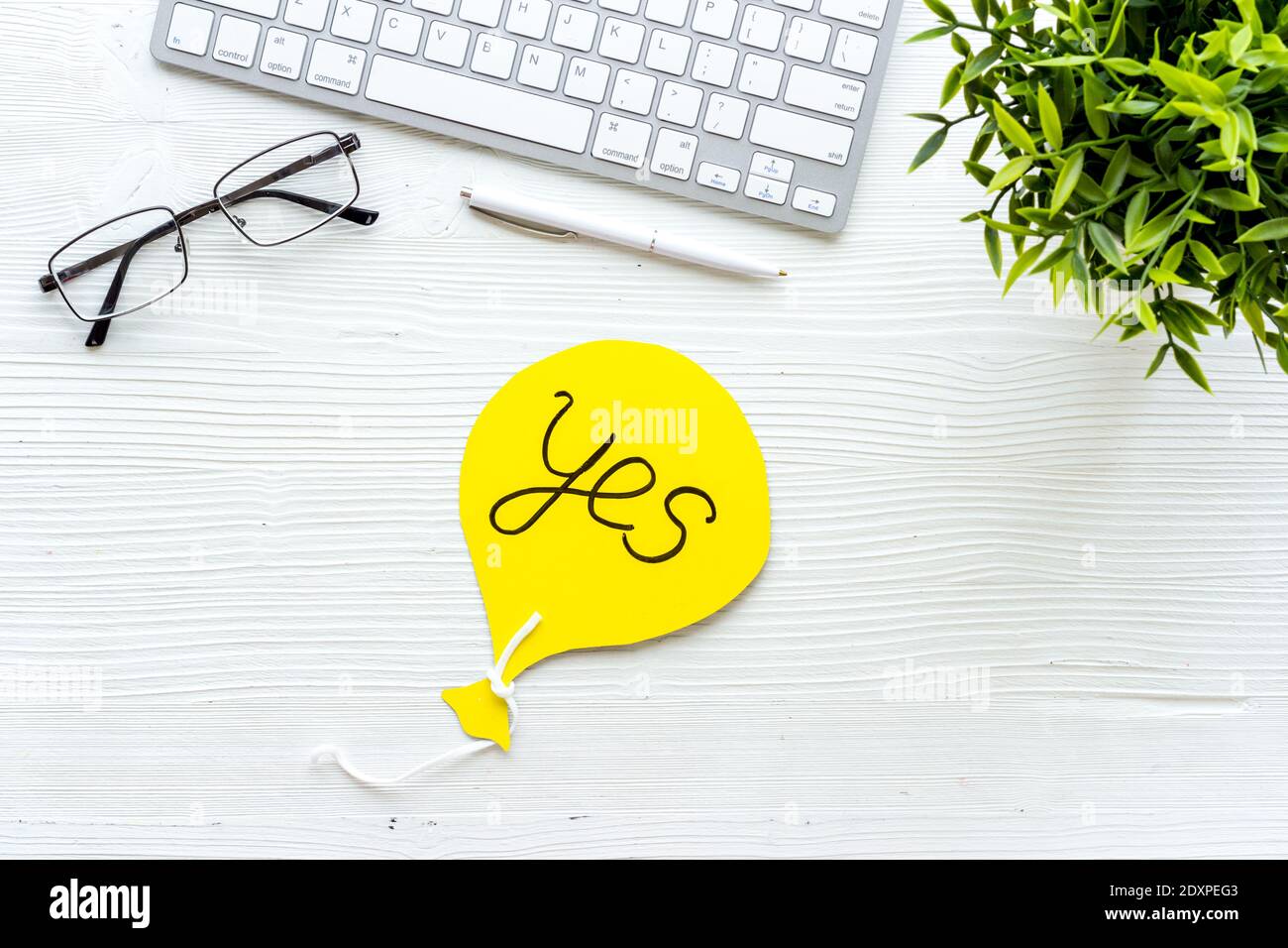 Yes agreement - decision concept. Word Yes on the working table. Top ...