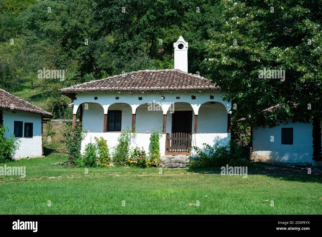 Old Balkan style architecture, houses in Lepenski Vir archeological ...