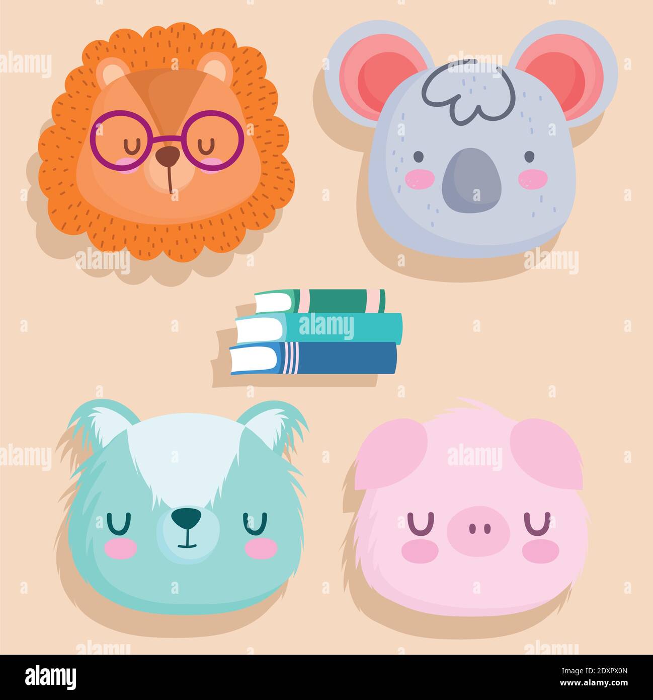 Back to school animals cartoons and books design, eduacation class and ...