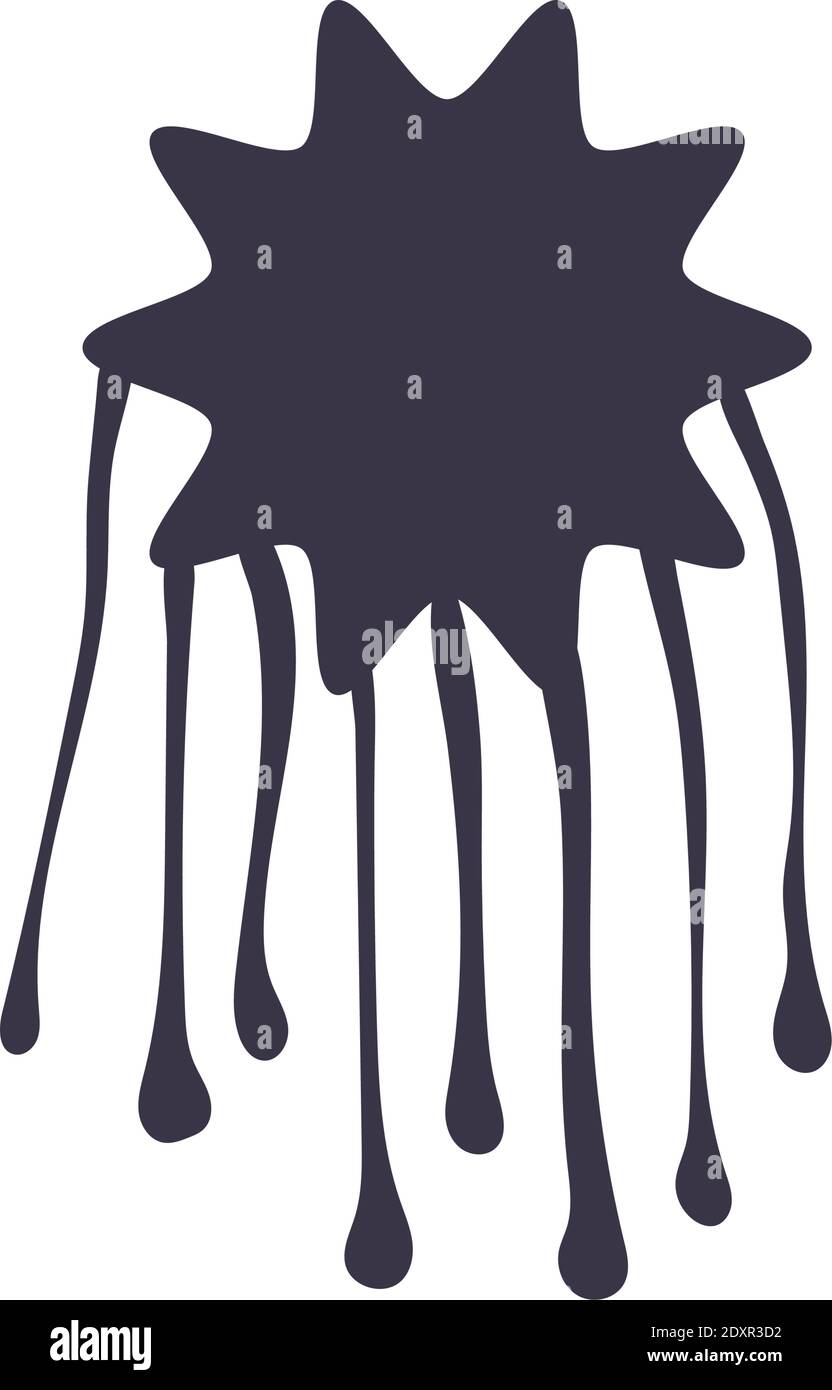 splash form drip ink blot monochrome style flat vector illustration ...