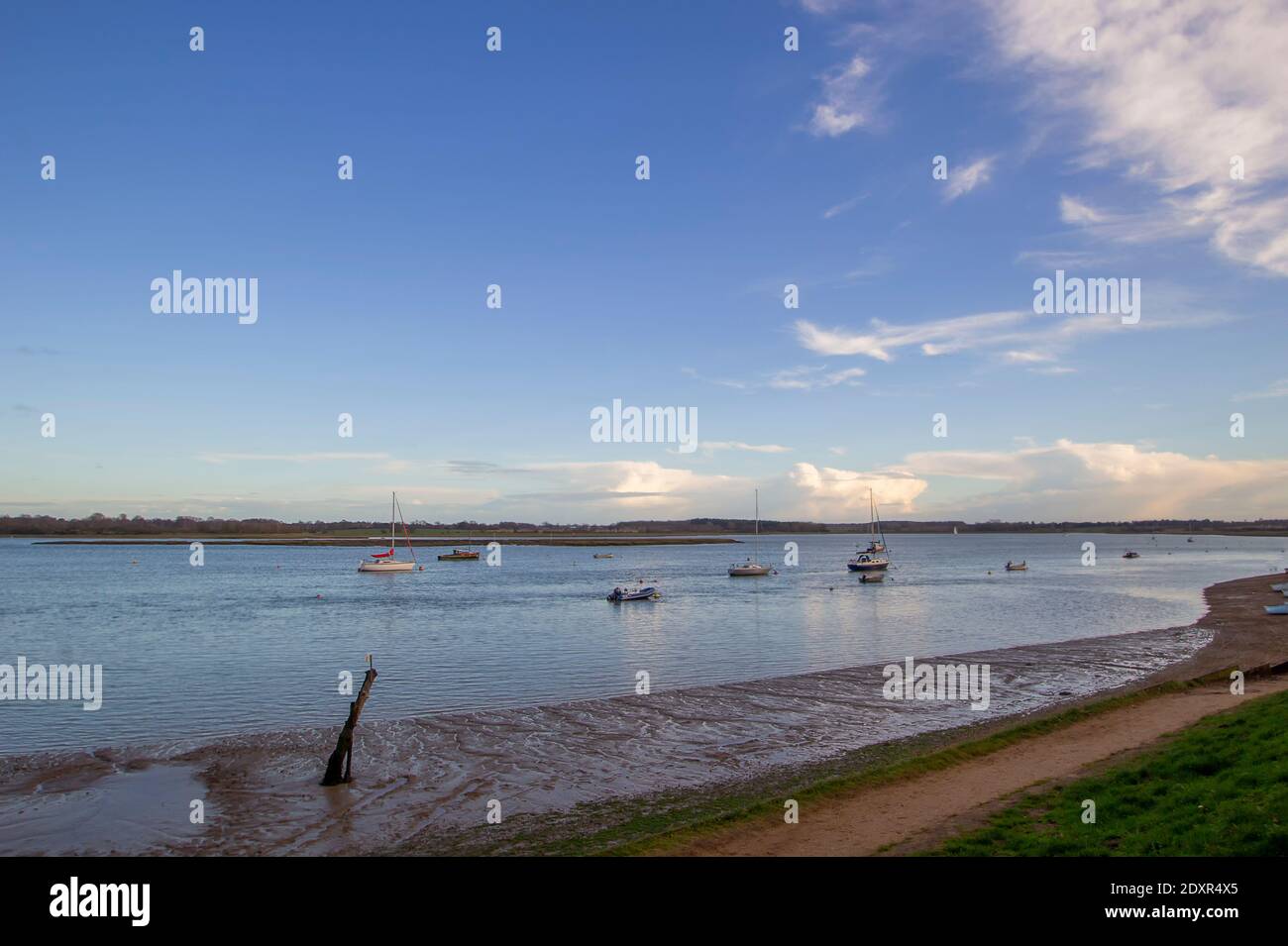 Boats moored on the River Deben in Suffolk, UK Stock Photo - Alamy