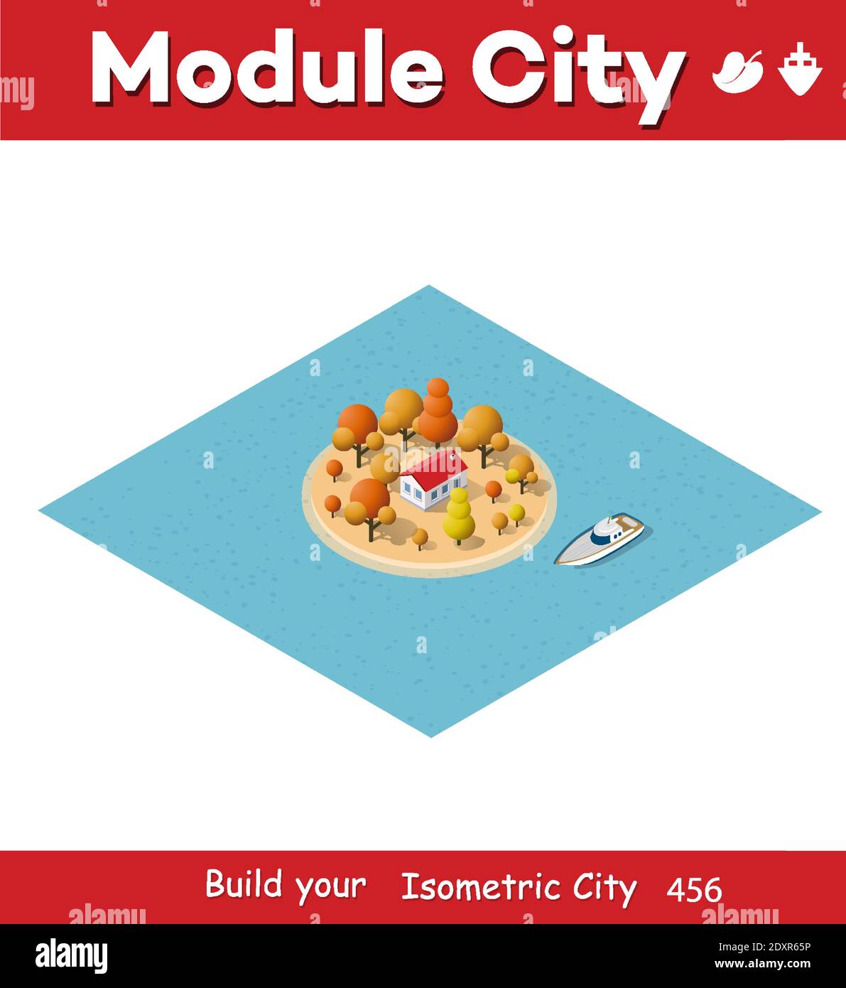 Isometric sea with island and yacht ship Stock Vector Image & Art - Alamy