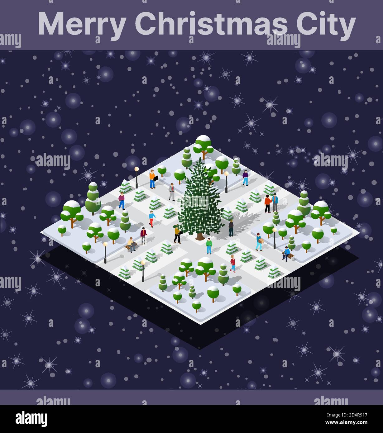 Winter Christmas tree, New Year is an isometric Stock Vector Image ...