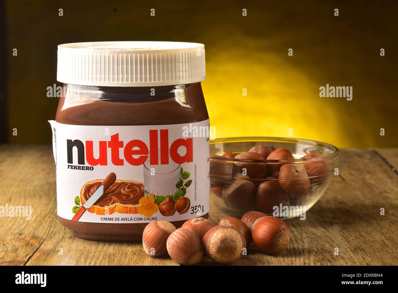 Nutella and nuts on a studio shot Stock Photo - Alamy