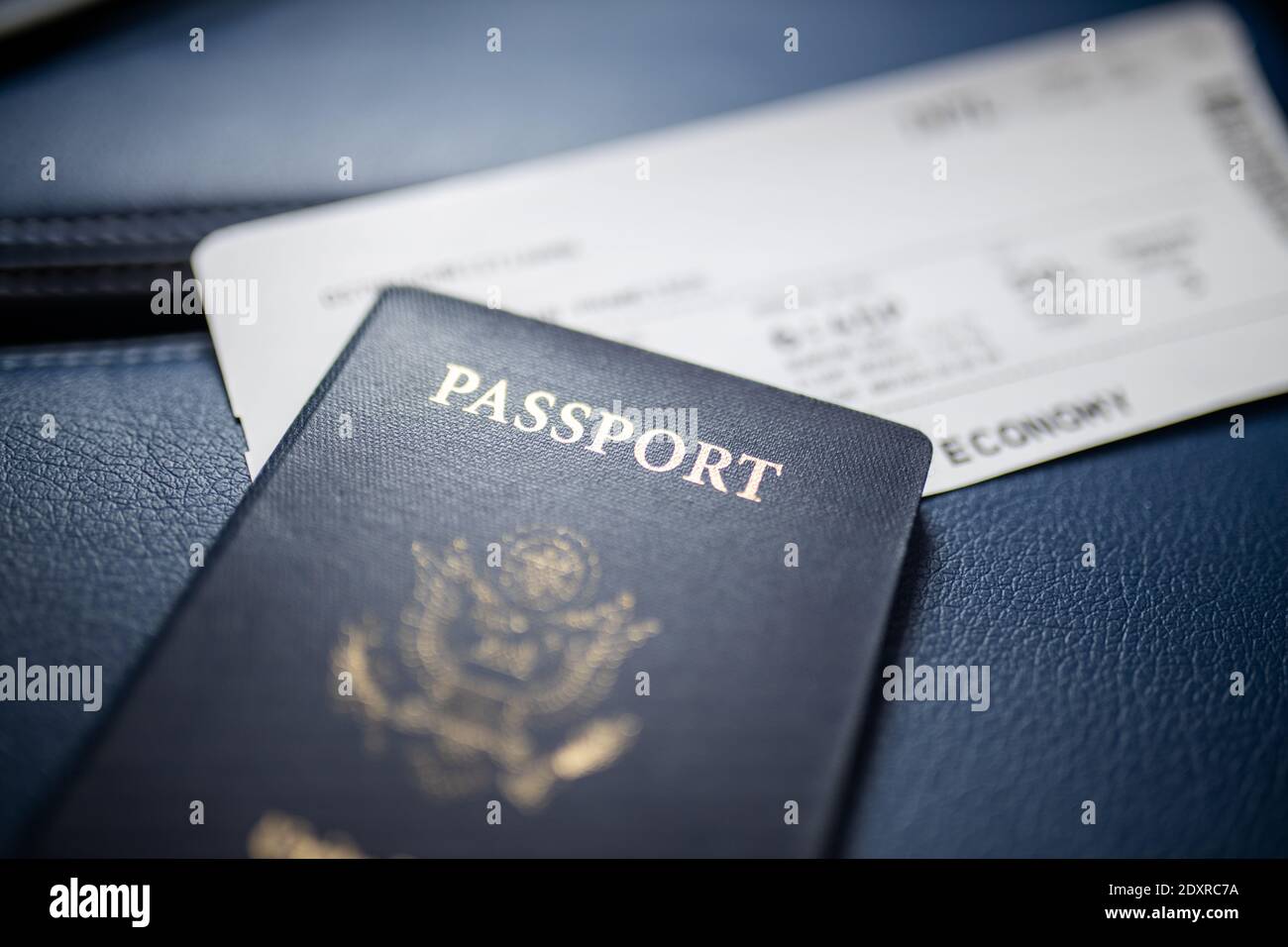 American passport and airplane ticket above a seat Stock Photo - Alamy