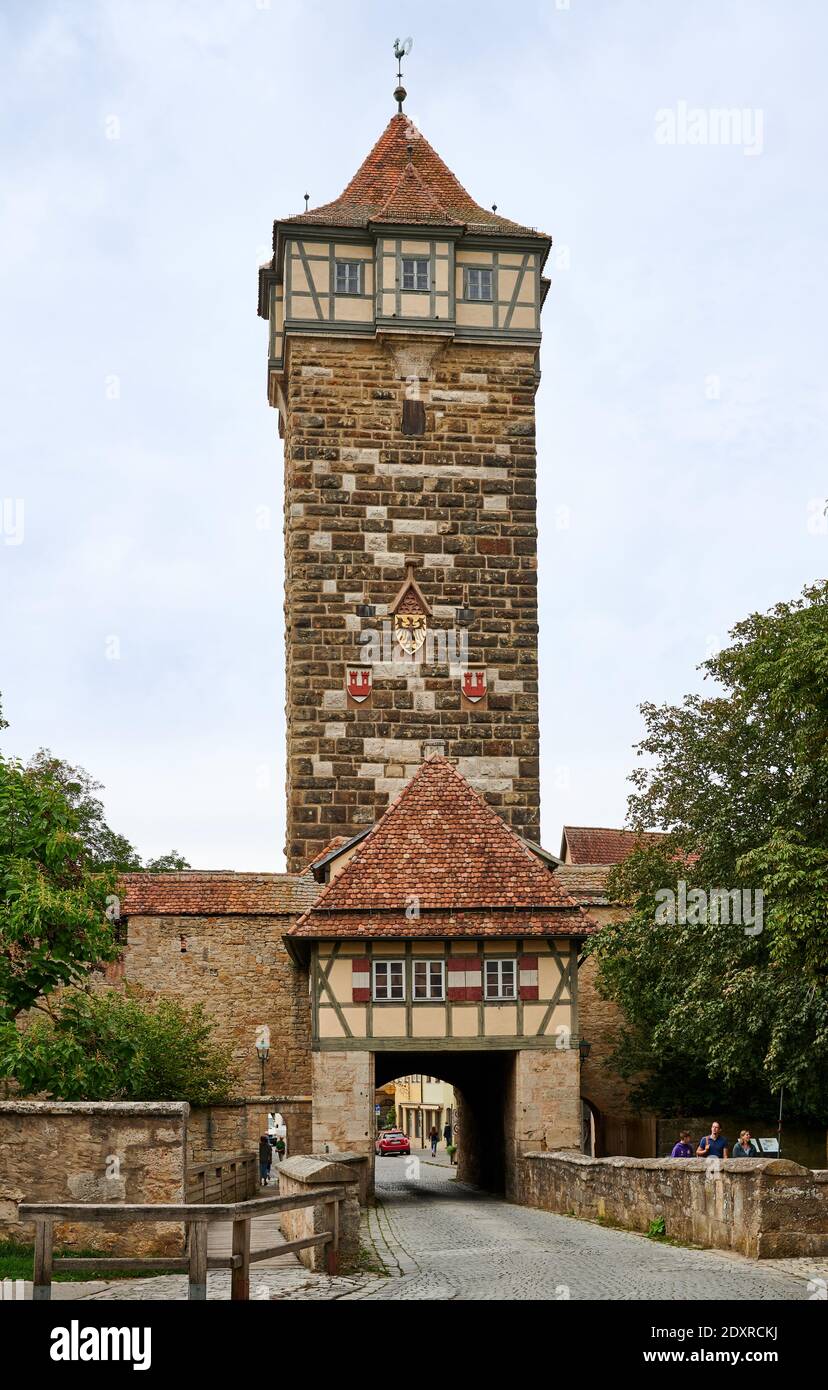 Roedertor tower in Old town Rothenburg ob der Tauber, Bavaria, Germany ...