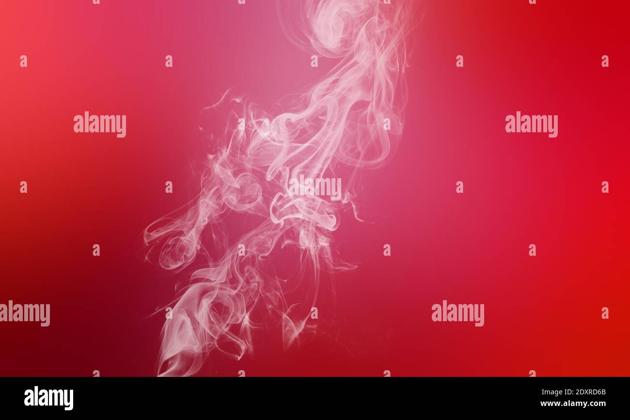 White wipe smoke cloud on neon rosy red. Abstract mystic freeze motion ...