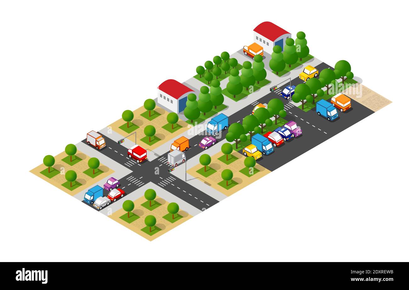 Isometric city with roads with streets Stock Vector Image & Art - Alamy