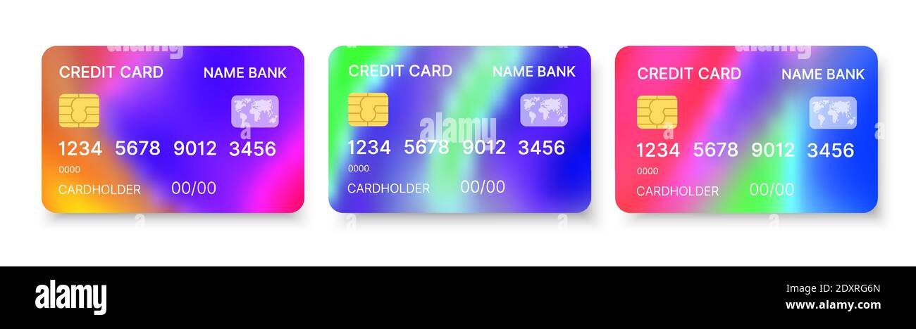 Credit cards set multicolor template vector with Stock Vector Image ...