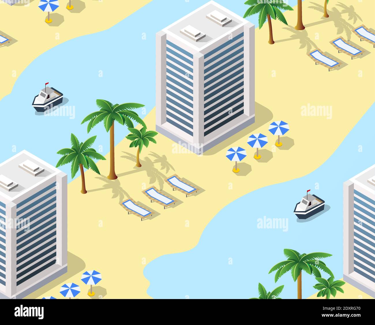 Tourist travel hotel beach seamless background Stock Vector Image & Art ...