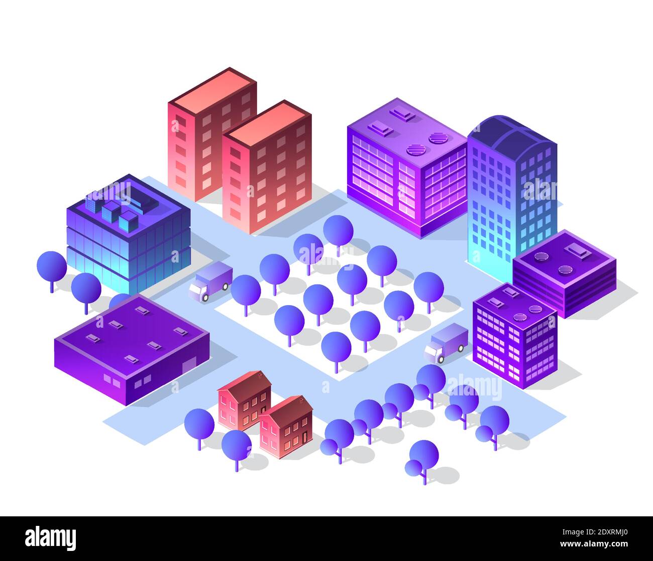 Isometric city set of violet colors building Stock Vector Image & Art ...